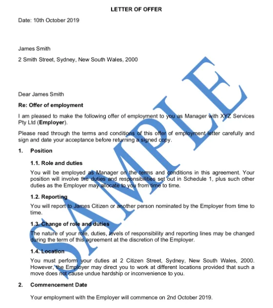 Free Letter Of Offer Of Employment Templates Australia Finder au free-letter-of-offer-of-employment-templates-australia-finder-au