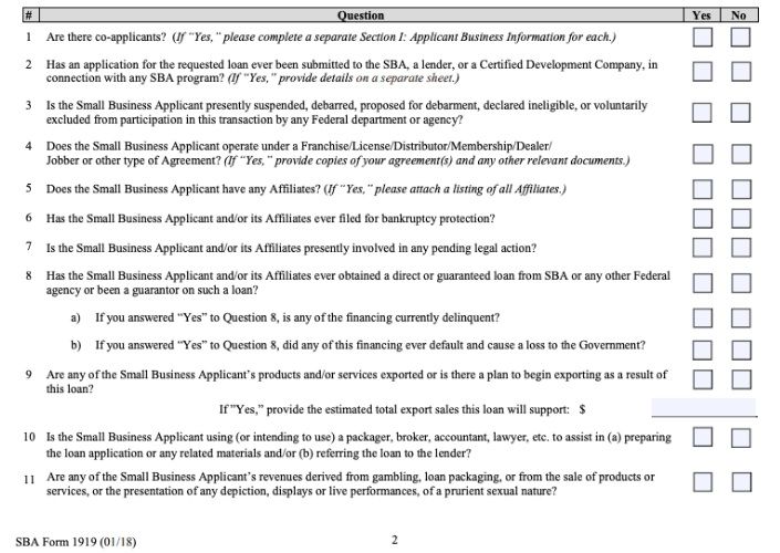 What Is Sba Form 1919 - Printable Forms Free Online